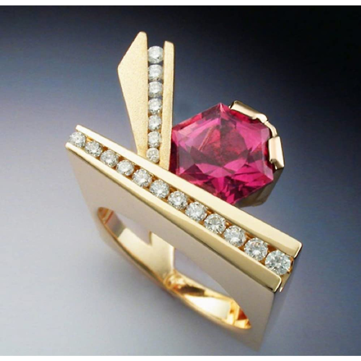 HUKQBUNX 18K Gold Multi Gem Geometric Irregular red gem Multi Diamond Diamond Diamond Cubic Zircon Women's Precious Fashion gem Couple Wedding Engagement Ring Size 6-10 (Size 8)