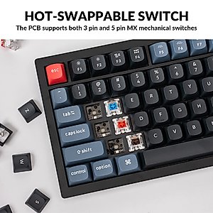 Keychron V3 Wired Custom Mechanical Keyboard Knob Version, TKL QMK/VIA Programmable with Hot-swappable Keychron K Pro Brown Switch Compatible with Mac Windows Linux Carbon Black (Non-Transparent)