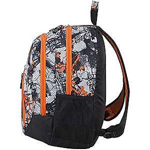 FUEL Active Backpack, Black/Orange/Urban Grid Print