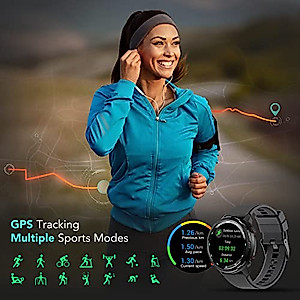 SKG Smart Watch,Rugged Outdoor Watch with GPS, Fitness Tracker with Heart Rate, SpO2, Sleep Monitor, IP68 Waterproof, Multi-Sports, 3-Axis Compass,Blood Oxygen,''1.32''Screen Android iOS,Gift,V9C