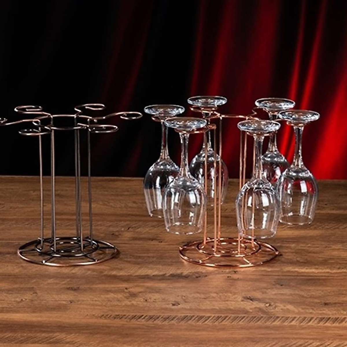 DOITOOL Metal Shelf Brackets Wine Glass Rack Countertop Wine Glass Holder Freestanding Stemware Storage Rack Wine Glass Stand Air Drying Tree Display Hanger for Home Bar Rose Gold Shelf Holders