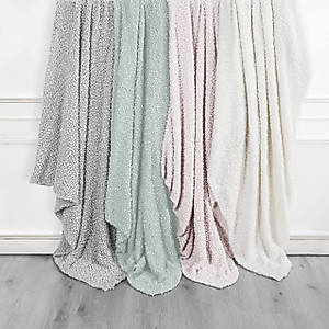 HiEnd Accents Pebble Creek Knitted Throw, 50x60 inch, White Solid Color, Soft Cozy Warm Luxury Blanket