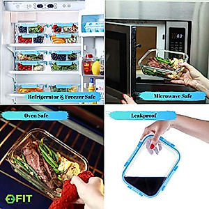 FIT Strong & Healthy 3 Compartment Glass Meal Prep Containers (3 Pack, 32 oz) - Glass Food Storage Containers with Lids, Glass Lunch Box, Glass Bento Box Lunch Containers, Portion Control, Airtight