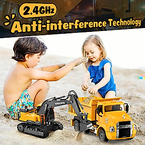 DOUBLE E RC Semi Truck Benz Licensed RC Truck Excavator Toys RC Tractor Remote Control Trailer Truck Electronics Construction Vehicles Toy with Sound and Lights