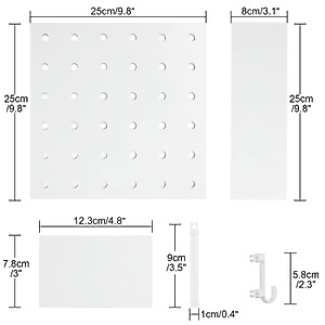 ZIQI ABS Plastic Pegboard Wall Panel Kits, 4Pack White Mount Display, DIY Tool Organizer with Accessories for Garage Kitchen Bathroom Office(2 Installation Methods-No Damage to Wall)