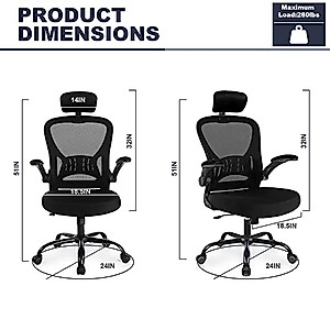 Office Chair Ergonomic Desk Chair Comfort Adjustable Height with Wheels，Lumbar Support Mesh Swivel Computer Home Office Study Task Chair Black