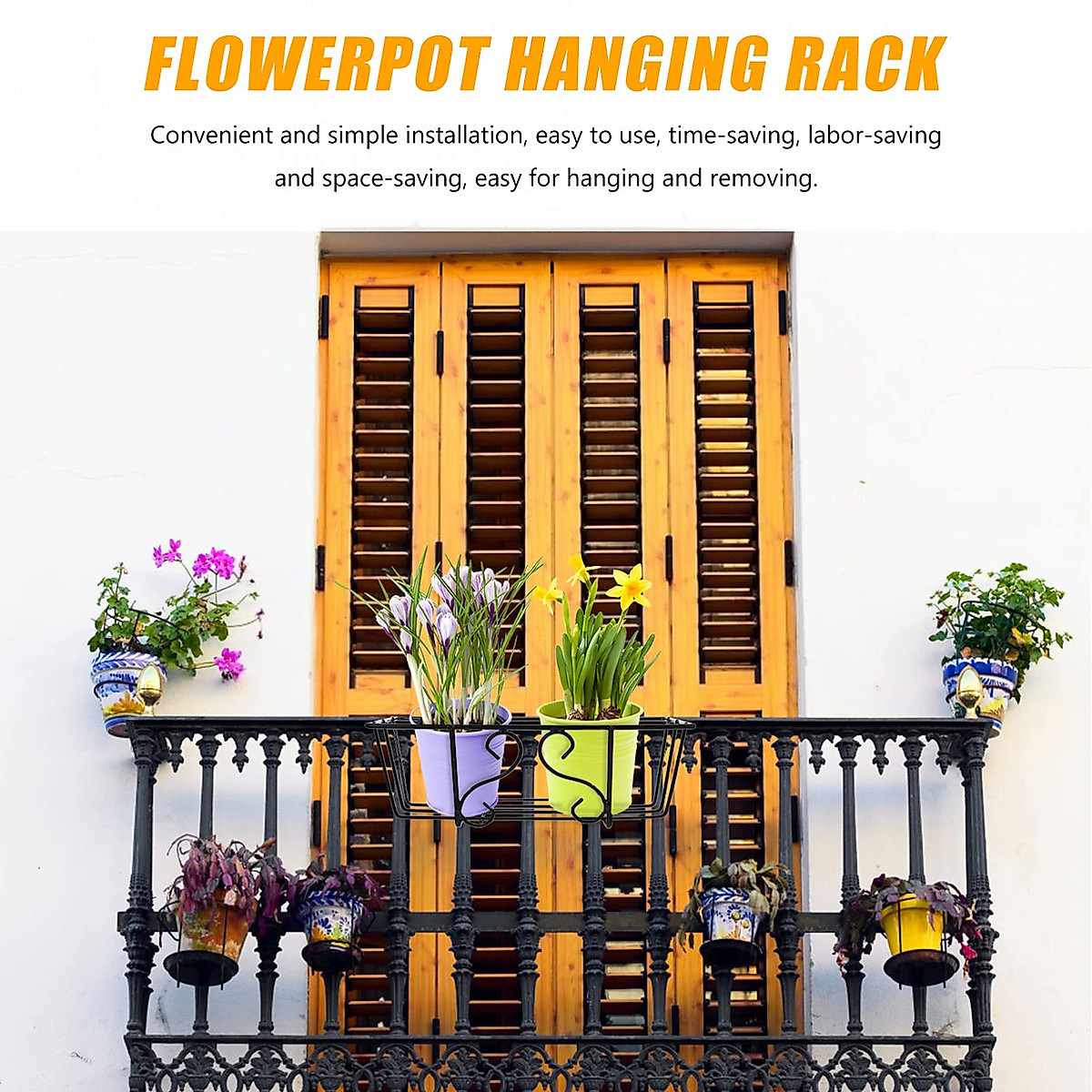 Housoutil Racks Windows Garden Wall Art Outdoor Grid Bonsai Fence Storage Decorative Flowerpot Balcony Over Holder Baskets Shelf Deck with Rectangular Home Lawn Retangular Sqaure