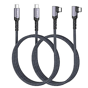 Besgoods USB C to USB C Cable 100W, 3ft 90 Degrees 10Gpbs 4K Video and Audio,USB 3.1 Gen 2 Cable for USB C Hub, MacBook Pro,SSD Hard Drive,Galaxy S21, Pixel More Type-C Devices/Laptops, Black,2-Pack