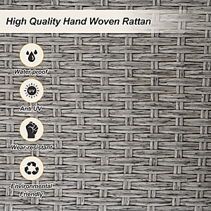 Patio 51.9” 2-Person Swing Chair,Outdoor Rattan Woven Hanging Seat with Adjustable Rope and Cushion,for Porch Lawn Garden Backyard Balconies (Gray&b)