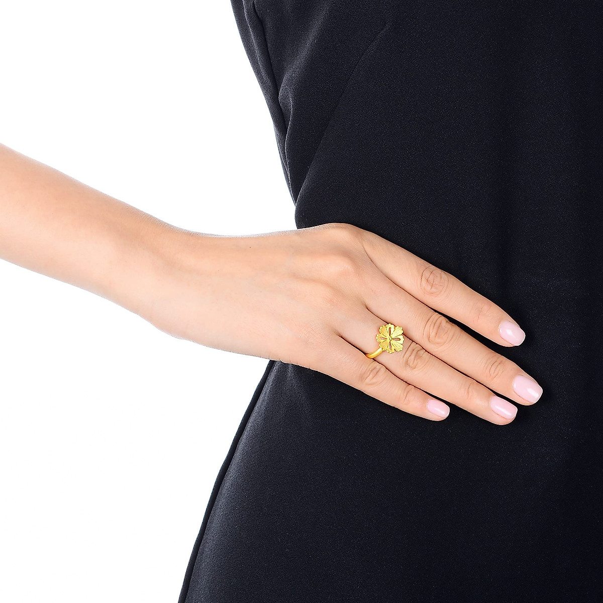 CHOW SANG SANG 999.9 24K Gold Price-by-Weight 3.74g Gold Blossom Ring (Size 13) for Women and Wedding Occasion 86941R