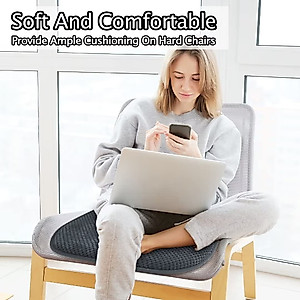 PAGGED Grey Foam Seat Cushions Kitchen Chairs Pads for Dining Chairs Non Slip Office Seat Cushions Washable U Shaped Soft Thick Large Metal Wooden Chair Cushions,17" x 15"