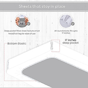 SUPREME ELEGANCE Light Gray 100% Cotton Sheets for Queen Size Bed, Ultra Soft Queen Light Gray Sheet Set, Cool & Breathable Percale Weave Queen Bed Sheets, Fits Mattress Upto 16" Deep Pocket