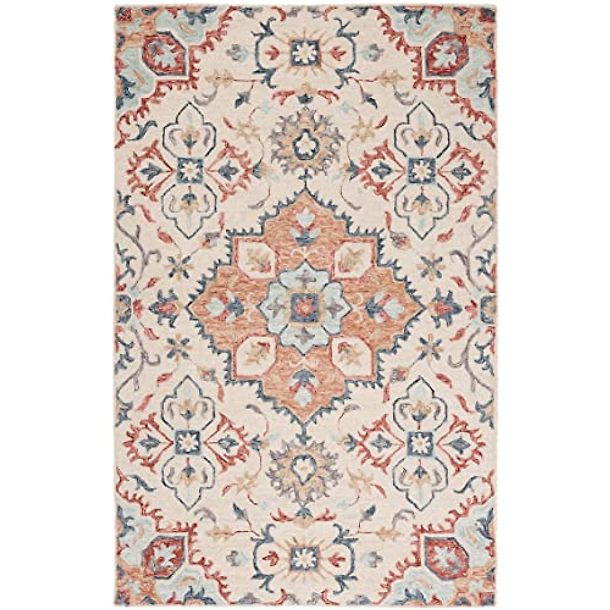 Safavieh Metro Collection 4' x 6' BeigeRust MET354B Handmade Premium Wool Entryway Living Room Foyer Bedroom Accent Rug
