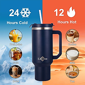 Liveaze 40 OZ/1200 ML Stainless Steel Vacuum Insulated Tumbler With 2 In 1 Lid, Straw & Brush | For Hot & Cold Drinks (Water, Coffee, Iced Tea, Smoothies & Other Drinks) Cupholder Friendly