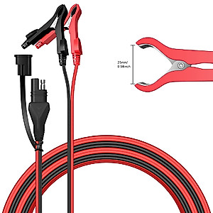 SUNER POWER Waterproof SAE Alligator Clips Cable, SAE Plug to Battery Clamp Cord with 10A Fuse, Perfect for Solar Panl Car Marine Motorcycle - 5FT/16AWG