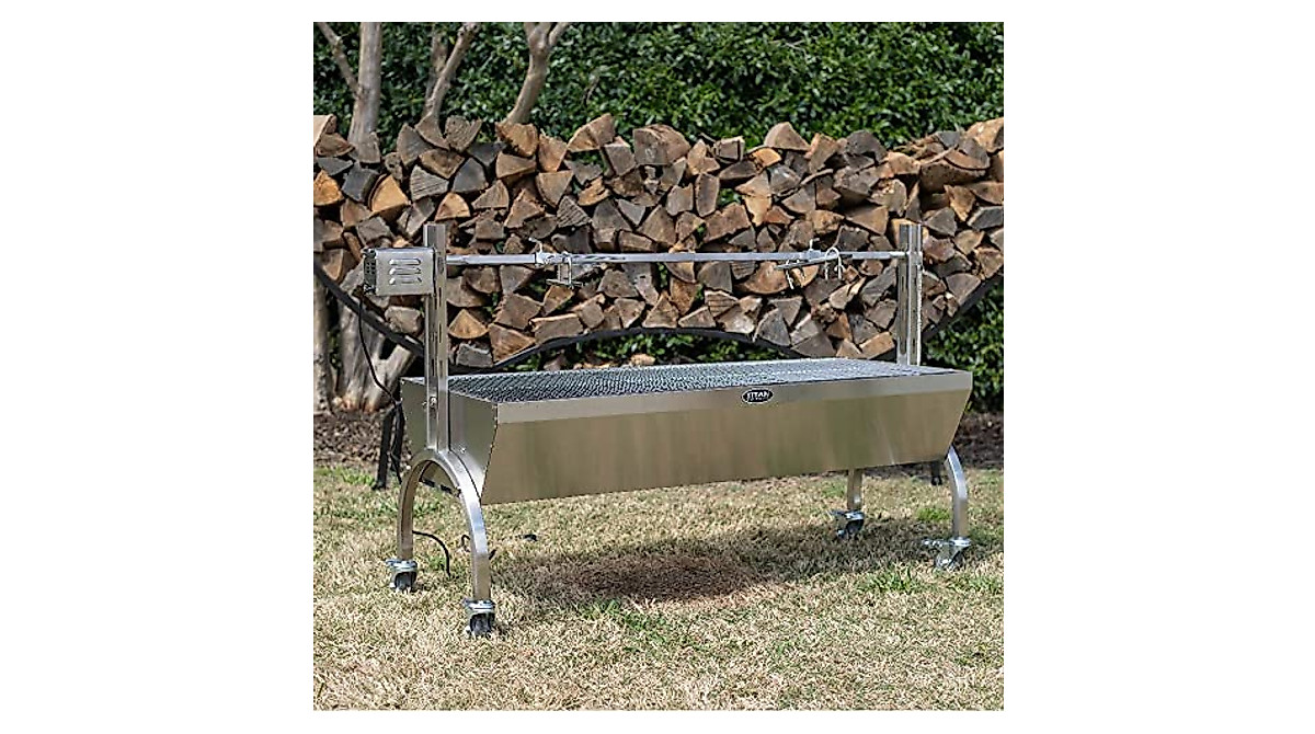 TITAN GREAT OUTDOORS 13W Stainless Steel Rotisserie Grill, Rated 88 LB ...