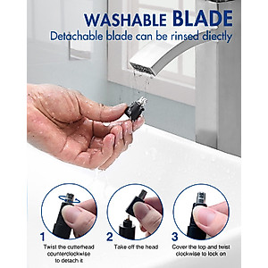 PRITECH Nose Hair Trimmer for Men & Women, Rechargeable, Portable, Washable, Dual-Edge Blades, 245 Days of Use