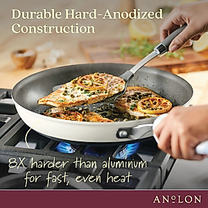 Anolon Achieve Hard Anodized Nonstick Frying Pan/Skillet, 12 Inch, Cream