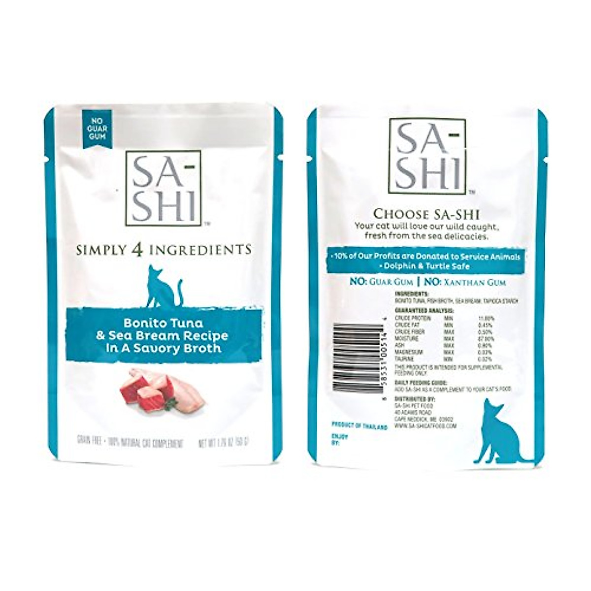 Sa-Shi Grain Free Wet Cat Food Pouches 1.76oz. Five Flavors (Variety Pack)