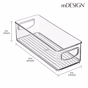 mDesign Small Plastic Office Storage Container Bins with Handles for Organization in Filing Cabinet, Closet Shelf, or Desk Drawers, Organizer for Notes, Pens, Pencils, Ligne Collection, 6 Pack - Clear