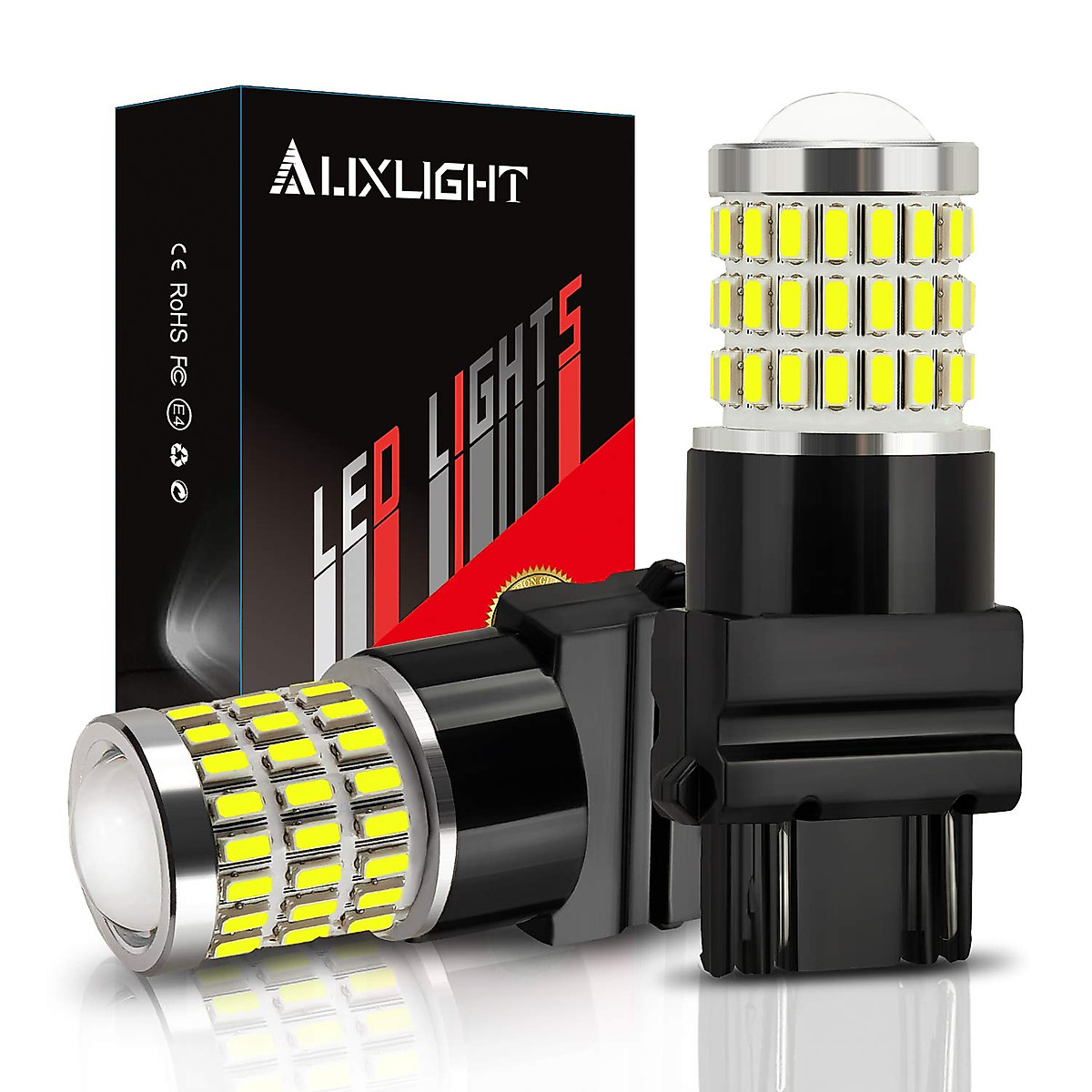 AUXLIGHT 3157 3156 3057 4157 3157K LED Bulbs Xenon White, Ultra Bright 57-SMD LED Replacement for Back Up/Reverse Lights, Brake/Tail Lights, Turn Signal/Parking or Running Lights (Pack of 2)