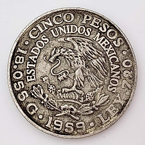 Exquisite Collection of Commemorative Coins 1959 Mexican President Carranza Commemorative Coin 5 Peso Silver Dollar Foreign Silver Coin Silver Dollar Ancient Coin Collection