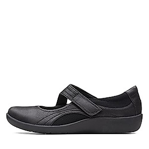 Clarks womens Sillian Bella Mary Jane Flat, Black, 8.5 Wide US