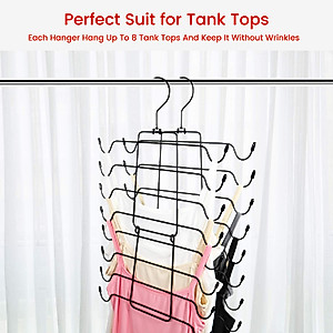 Niclogi Tank Tops Hanger Bra Hangers 2 Pack Space Saving Hanger Metal Folding Closet Organizer for Tank Tops, Cami, Bras, Bathing Suits, Belts, Ties（Black）