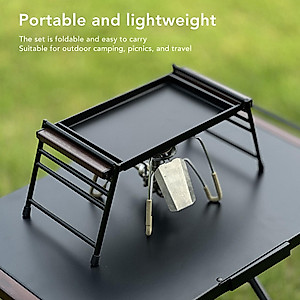 Camping BBQ Plate Set, Portable Foldable Lifting Barbecue Grill Set with Storage Bag for Travel