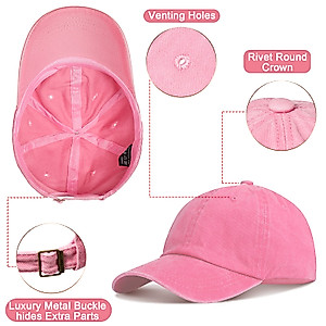 7 Pieces Unisex Vintage Washed Distressed Baseball Hat Baseball Cap Twill Adjustable Dad Hat (Yellow, Black, Pink, Wine Red, Coffee, Green, Lake Blue)