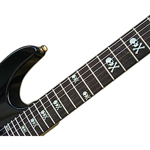 Inlay Sticker Fret Markers for Guitars & Bass - Skull with Crossbones (Sideways) - White Pearl