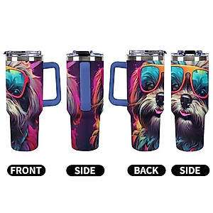 Shih Tzu Dog 40 Oz Car Cup Stainless Steel Travel Mug Leak-Proof Insulated Tumbler with Handle Deep Blue-style