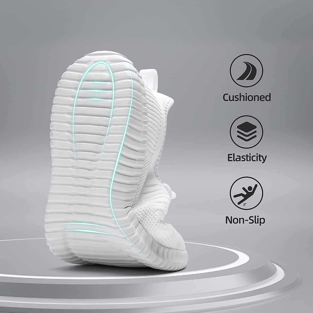 SK·TRIP Women's Walking Shoes Lightweight Breathable Flying Woven Mesh Upper Casual Jogging Shoes Ladies Tennis Shoes Workout Footwear Non-Slip Gym Sneakers for Women White, US10