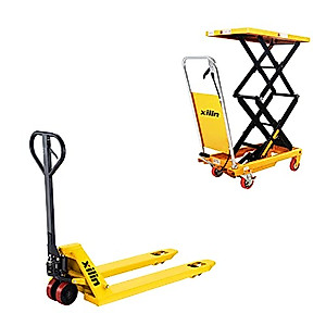 Xilin Manual Pallet Jack Truck,5500-Lbs, Capacity Pallet Truck 48" L x21 W Forks and Manual Double Scissors Trolley 770 lbs Capacity