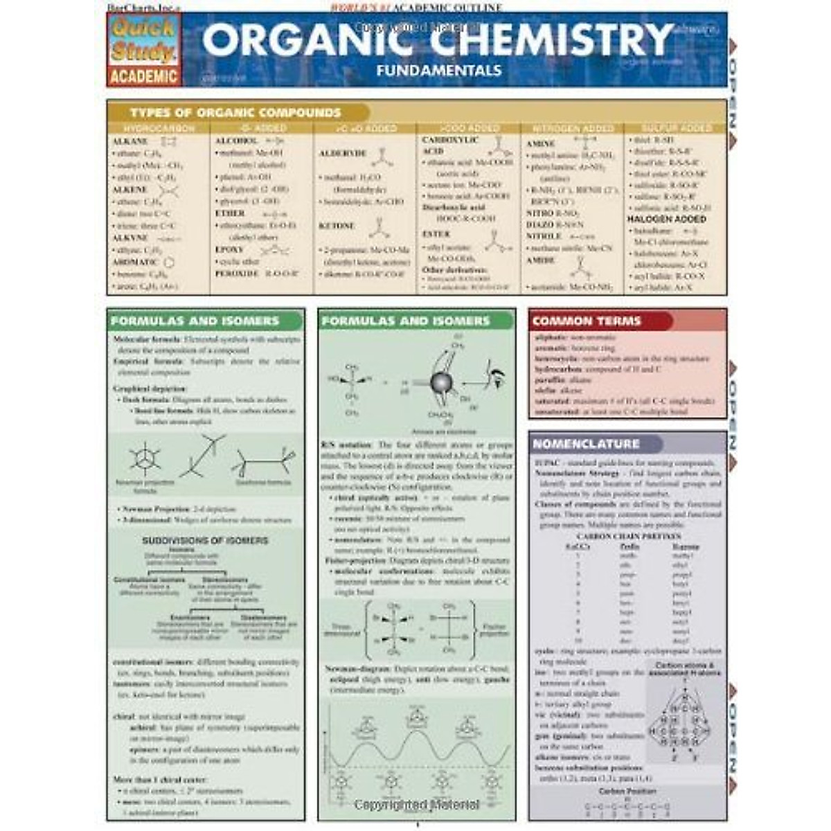 Organic Chemistry Fundamentals (Quickstudy: Academic) [Pamphlet] [2001] (Author) Inc. BarCharts