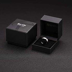 King Will Silver 6MM Wedding Band For Men Tungsten Carbide Ring Comfort Fit Beveled Edges 11