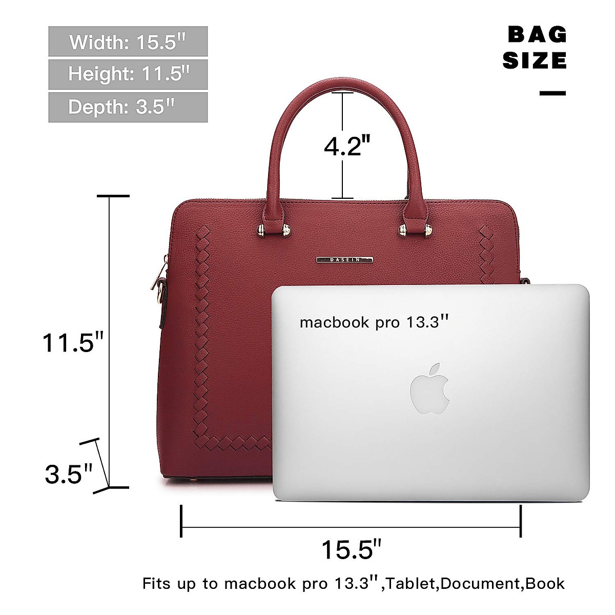 Dasein Women Woven Design Large Handbag Purse Vegan Leather Work Bag Tote Shoulder Bag