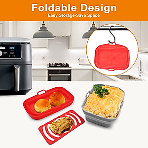 2pcs Air Fryer Silicone Liners Pot with 2pcs Air Fryer Mats & 2pcs Brush for Ninja Food Dualzone DZ401 DZ201 Air Fryer