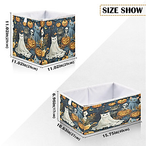 Kigai Halloween Boo Cube Storage Bin, 11x11x11 inch Collapsible Fabric Storage Cubes Organizer Foldable Storage Baskets for Shelves, Closets, Laundry, Nursery, Home Decor