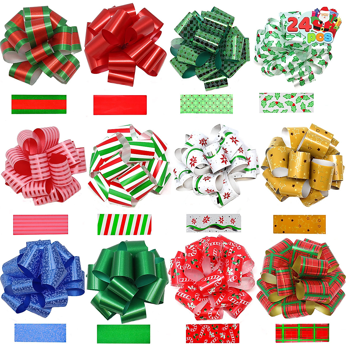 JOYIN 24 Pieces Wrap Ribbon Pull Bows (5" Wide); Easy and Fast Gift Wrapping Accessory, Bows, Baskets, Wine Bottles Decoration, Gift Wrapping and Decoration Present.