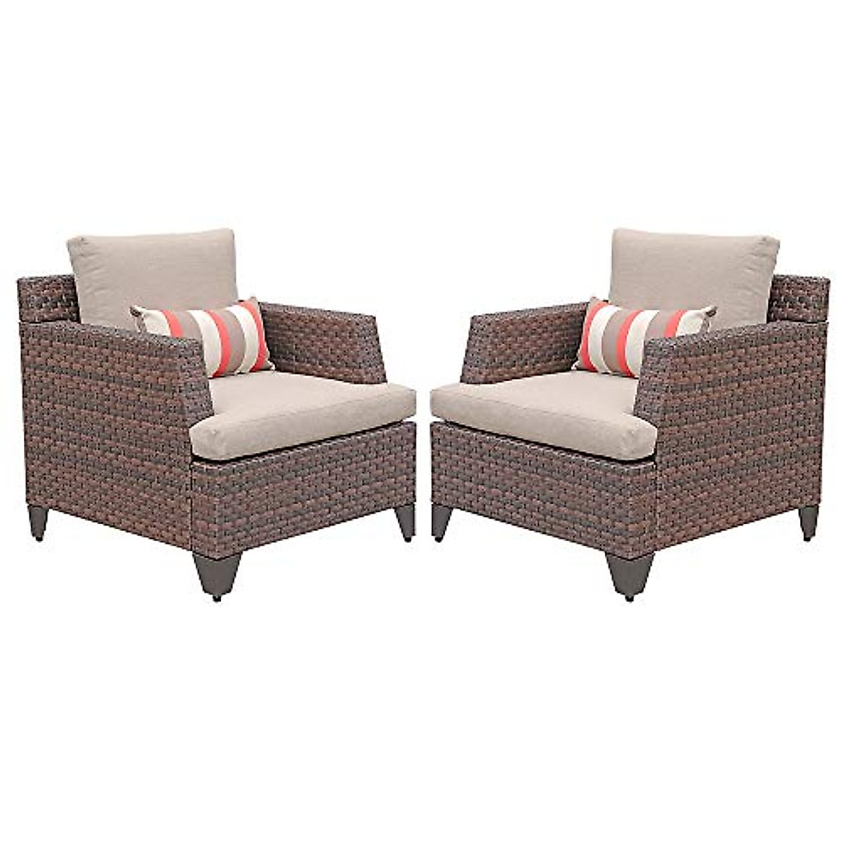 SUNSITT 2-Piece Outdoor Wicker Chairs Patio Furniture Set with Cushions, 2 Throw Pillow and Sofa Cover Included