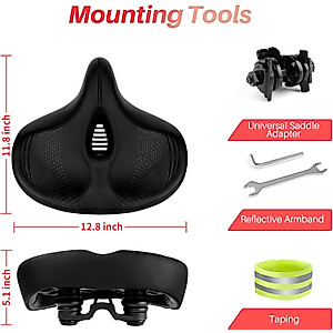 Oversized Bike Seat for Peloton Bike & Bike+, Comfort Seat Cushion Compatible with Peloton, Road or Exercise Bikes, Bicycle Wide Saddle Replacement for Men and Women, Black