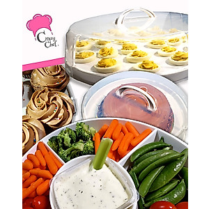Crazy Chef Premium 6 in 1 Cupcake Carrier with Lid Collapsible Portable Cupcake, Deviled Egg, Pie, Chips and Dip and Cake Container - BPA Free