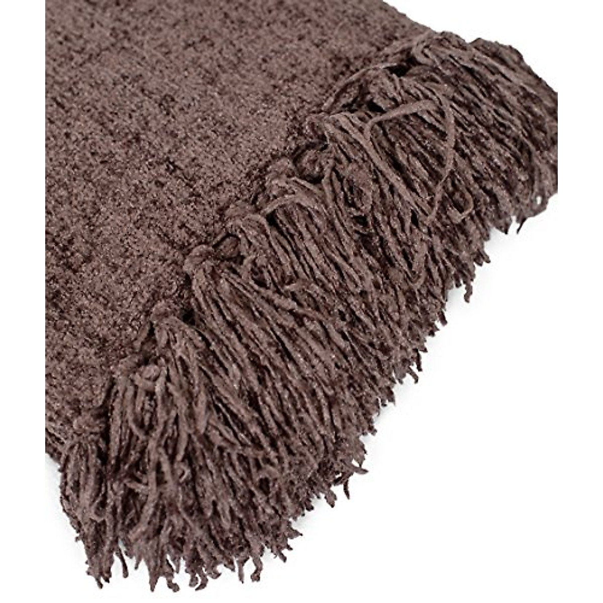 Internet’s Best Thick Chenille Throw Blankets - Ultra Soft Couch Blanket with Fringe - Light Weight Sofa Throw - 100% Microfiber Polyester - Easy Travel - Bed (Brown)
