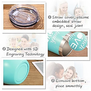 Patelai 6 Pcs Thank You Teacher Gift Teacher Appreciation Christmas Coffee Mug Back to School Gift for Women Men Preschool Elementary Teacher 12oz Wine Tumbler Lids Straws(Simple Mint)