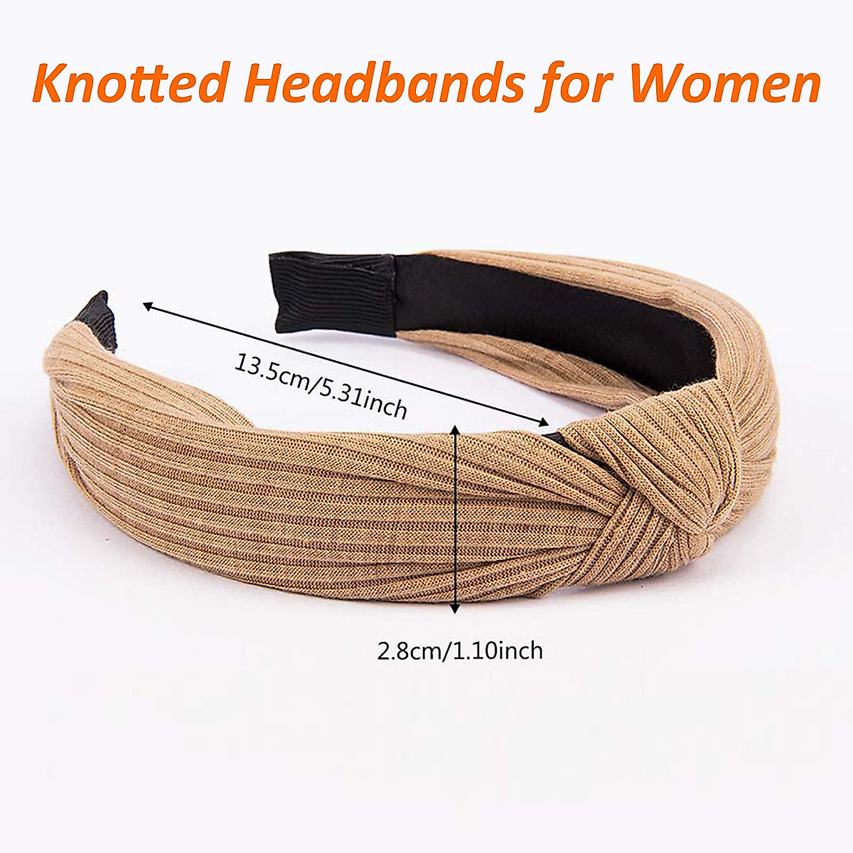 Ondder Knotted Headbands - 10 Pack Thick Turban Fashion Cross Knot Non-Slip Hairbands for Women, Diademas para Mujer