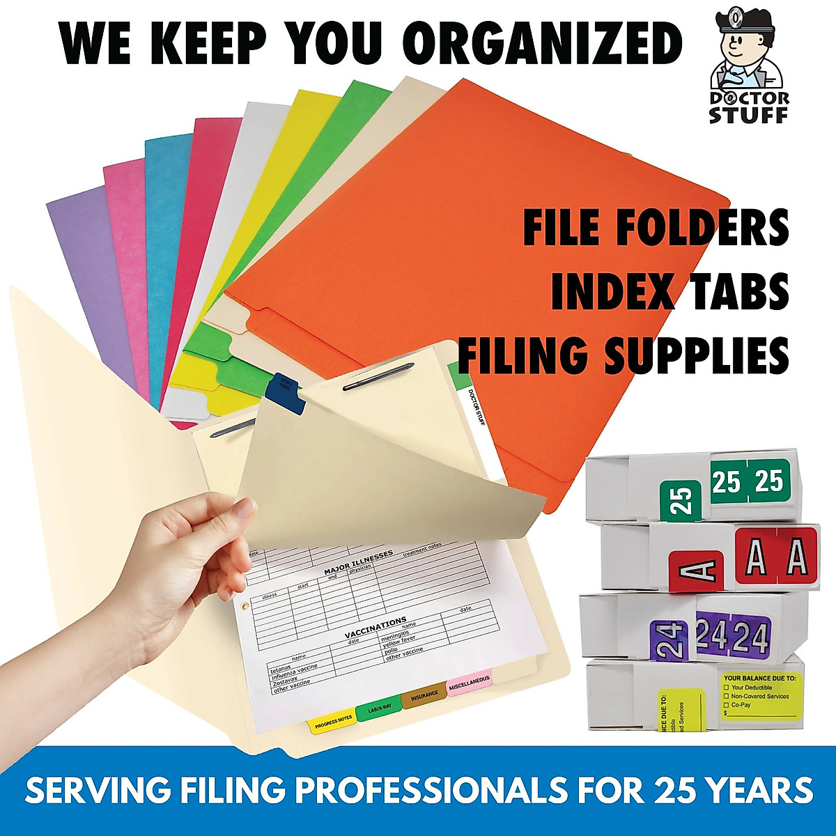 Doctor Stuff - File Folder Labels, Alphabet Letter Mc, File Doctor - FDAV Series Compatible Alpha Stickers, Fluorescent Green, 1" x 1-1/4", 500/Roll