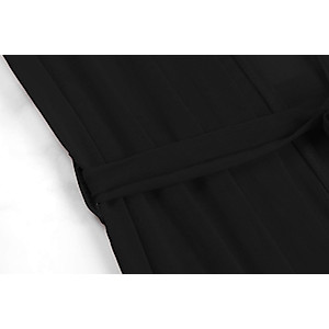 Pink Queen Women's Long Sleeve Flowy Maxi Bathing Suit Swimsuit Tie Front Robe Cover Up Black XL