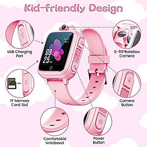Kids Smart Watches Girls Gifts Age 3-12, Smart Watch for Kids with Camera Video Music Player 14 Games Alarm Calculator Gift Toys 4-8 for Girls Ages 5 6 7 8 9 10 (Pink)