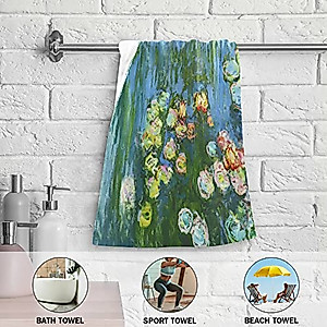 Hand Towel Set Monet Water Lilies Willow Absorbent Towel for Bathroom 14.4 x 28.3 Inch
